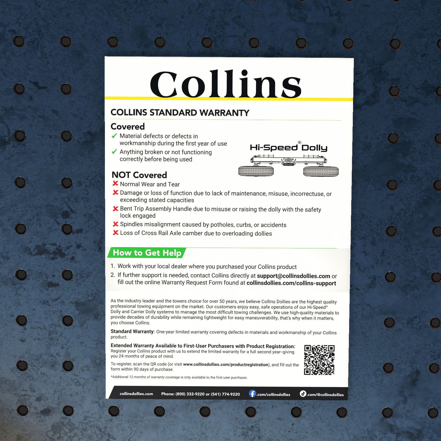 DSM-WARR Warranty FAQ Poster 18″x24″ – Collins Dollies Official Site